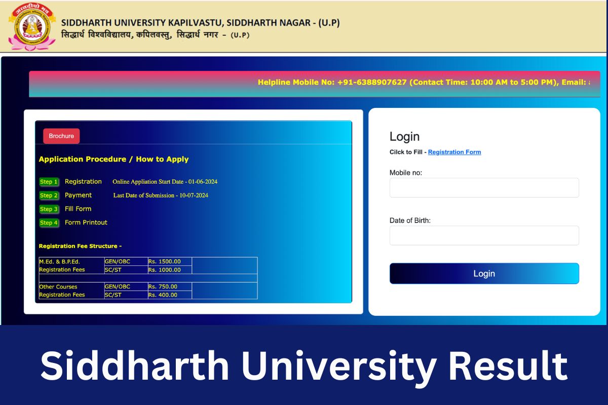 Siddharth University Result 2025 - BA, BSc, BCom, BBA, BCA, Even Semester